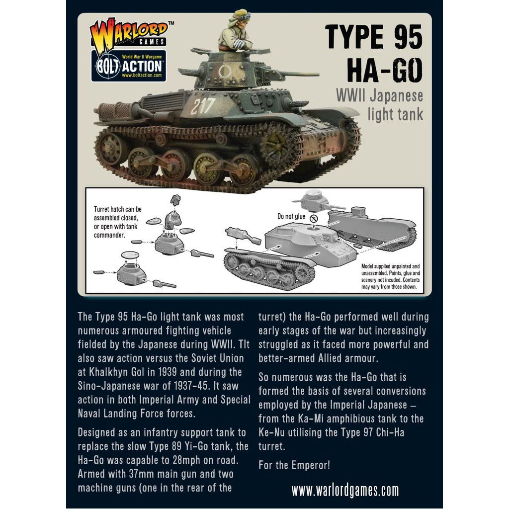 Bolt Action: Japanese Type 95 Ha-Go light tank (Splash Release) - HOBBY MAX